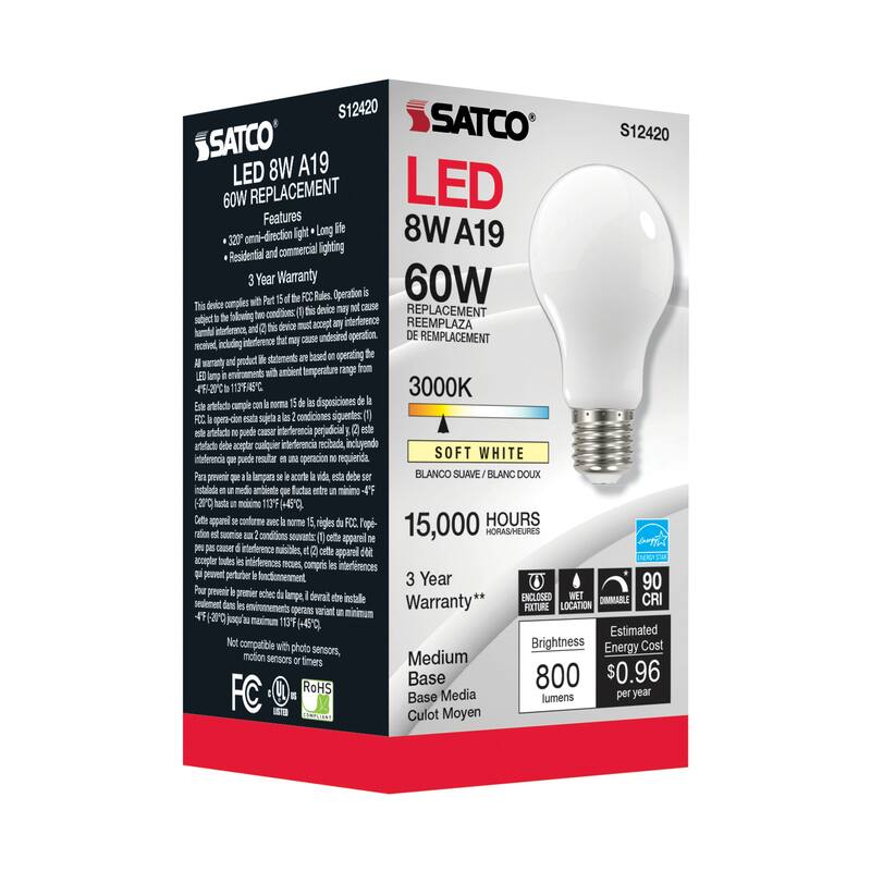 8.2 Watt LED A19 Soft White Medium Base 3000K 90 CRI 120 Volt - N/A - Bed Bath & Beyond - 33705284