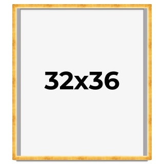 32x36 Shadow Box Frame Gold | 1.625 Inches Deep Real Wood Traditional ...