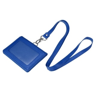 ID Badge Holder w Lanyard, PU Horizontal Magnetic Folded 5 Card Slots ...