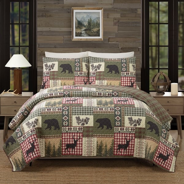 Modern Heirloom Dorset Lodge Patchwork Printed Quilt Set - Bed Bath ...