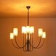 10-Light Modern Large Round Sputnik Chandelier Cluster Cylinder Fabric ...