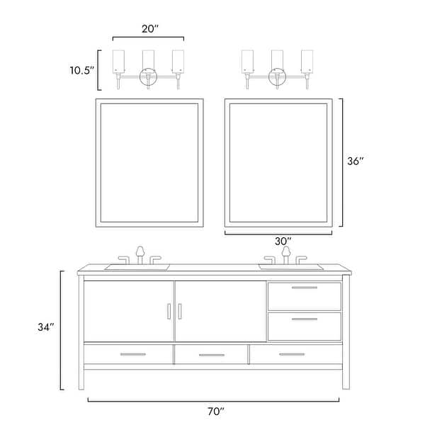 Alva Black Gold Modern Vanity Lights 3-Light Cylinder Clear Glass ...