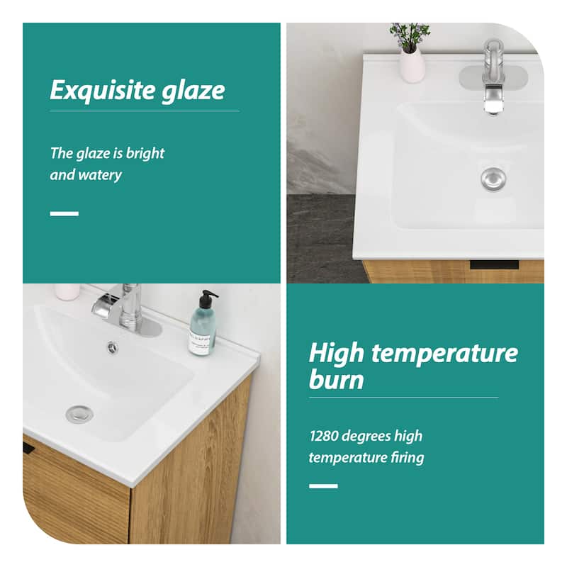 Ceramic Rectangular Single Vanity Top with 1 Faucet Hole and Overflow ...