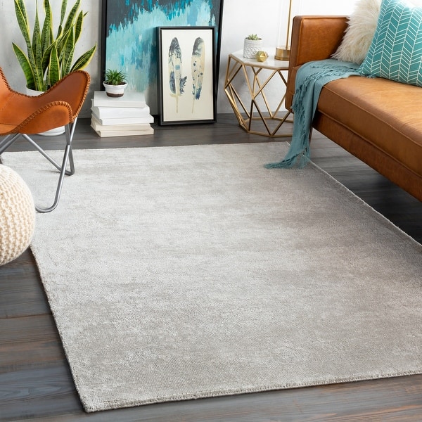 solid light grey area rug