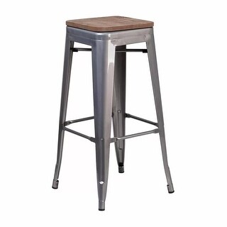 Metal Stool with Wood Top (set of 4 - Bed Bath & Beyond - 32868002