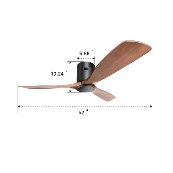 52" Flush Mount Ceiling Fan without Light,Reversible DC Motor,Wood ...