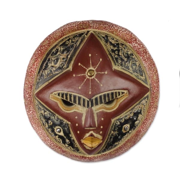 Handmade Zulu Beauty African Wood Mask (Ghana) - 9.5" H x 9.5" W x 3.1 ...