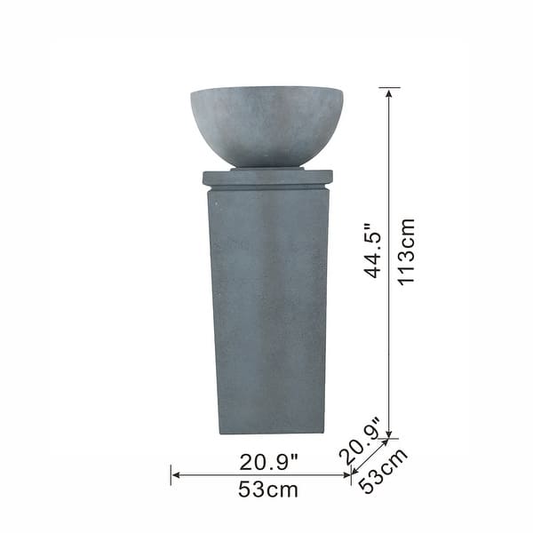Polyresin Gray Zen Bowl Water Fountain, Outdoor Bird Feeder /Bath ...