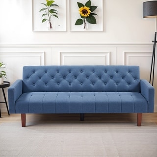 74" Velvet Futon Sofa Bed, Adjustable Backrest Convertible Loveseat ...