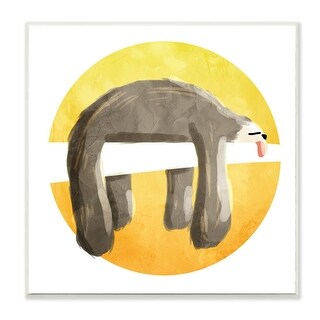 Stupell Sleeping Tree Sloth Exhausted Jungle Animal Yellow Brown Wood ...