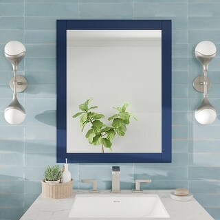 Eviva Navy 24" x 30" Rectangular Blue Wooden Framed Mirror - Bed Bath ...