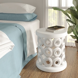 Sevita White Solid Wood Ring Hole Side Table - Bed Bath & Beyond - 40414014