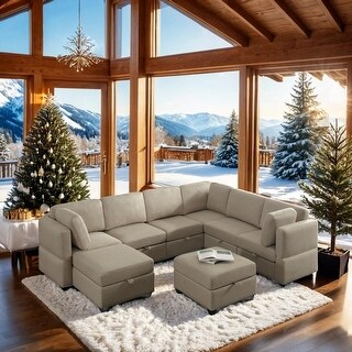 Artsy Modular Sectional Sofa with Storage Seat Oversized U Shaped Couch ...