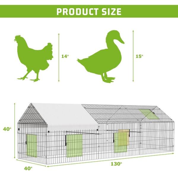 Metal Chicken Coop with Waterproof Cover, Chicken Run Pen for Yard ...