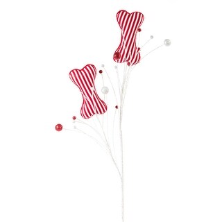 Dog Bone Spray 32"H (Set of 12) Foam/Fabric - Red White - Bed Bath ...