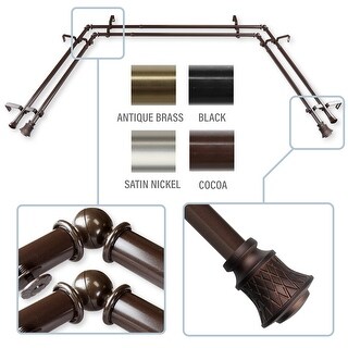 InStyleDesign Simona 13/16" Double Bay curtain rod 20"-36", 38"-72 ...