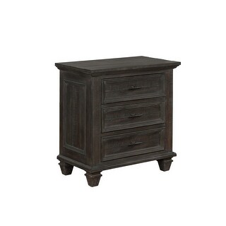 Planked Rough Hewn Saw Texture 3 Drawer Nightstand with Metal Handle ...