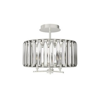 Defong 3-Light 13.5 Inch Crystal Shaded Drum Semi Flush Mount Light ...