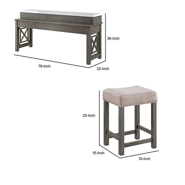 76 Inch 4 Piece Counter Height Dining Set, Marble Table Top, Brown ...