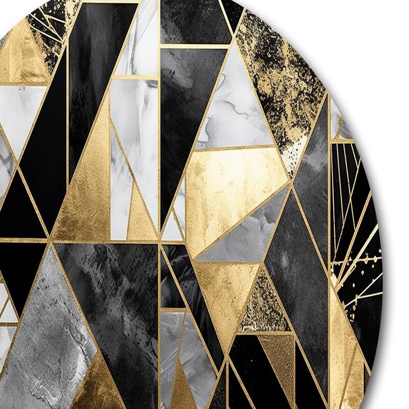 Designart "Gold Geometric Order I" Modern Geometric Metal Round Wall ...