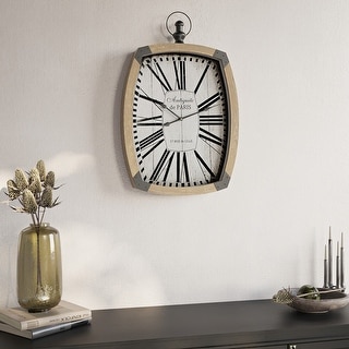 Kiara Wood Rectangle Farmhouse Style Wall Clock - 27"H x 17.75"W x 2.5 ...