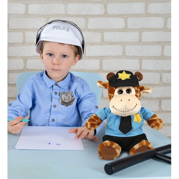 DolliBu Sitting Giraffe Police Officer Plush with Cop Uniform and Cap ...