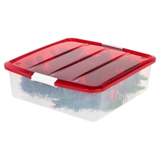 IRIS Wreath Storage Box 20-Inch in Pearl/Red, 3 Pack - Bed Bath ...