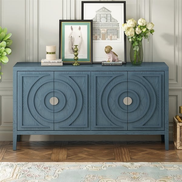 Side Cabinet with Circular Groove Design and Round Metal Door Handle ...