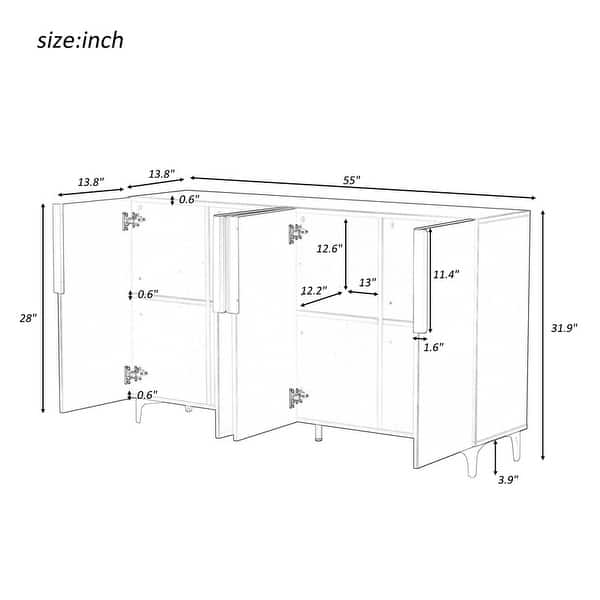 Light Luxury Glossy Storage Cabinet with 8 Compartments, Modern Stylish ...