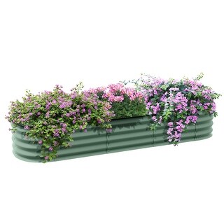 Outsunny Raised Garden Metal Elevated Planter Box with Safety Edging ...