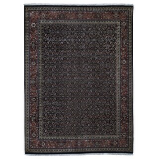 Hand Knotted Blue Fine Oriental with Wool & Silk Oriental Rug (9' x 12 ...
