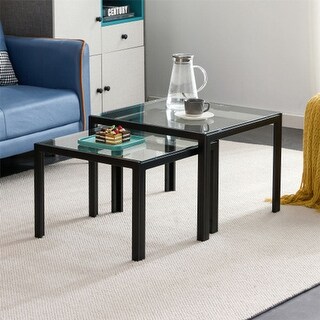 Transparent coffee table glass tea table square modern stacking table ...