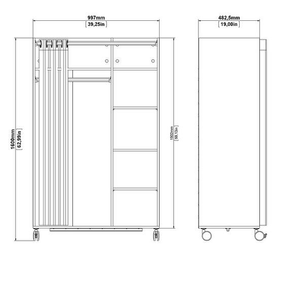 Porch & Den Camino White and Natural Fabric Mobile Curtained Storage ...