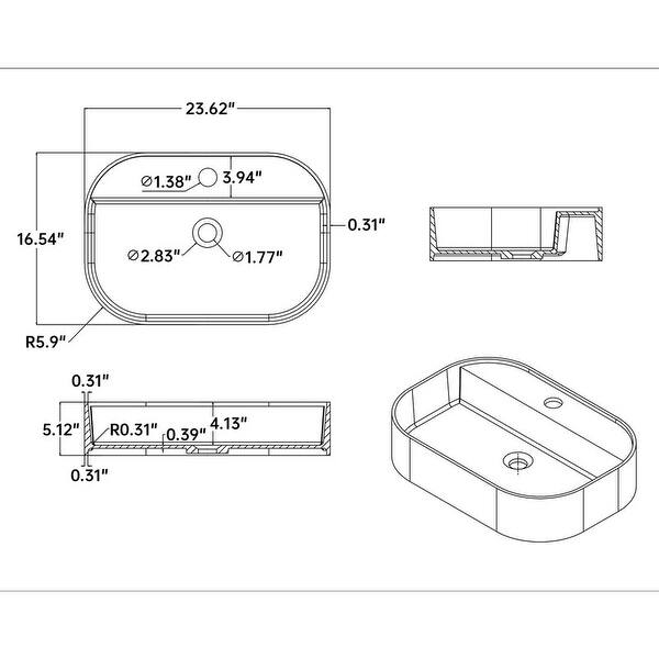 Alvana Solid Surface Bathroom Sink with legs Rectangular Console Sink ...