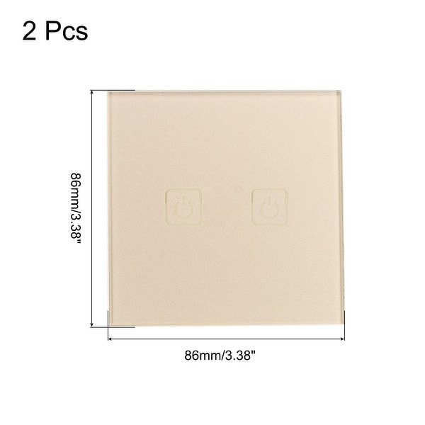 Touch Lamp Switch 2 Gang 1 Way Tempered Glass Panel Gold Tone Pack of 2 ...