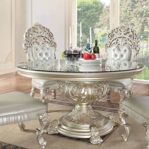 Acme Sandoval ROUND DINING TABLE Champagne Finish - Champagne Finish ...