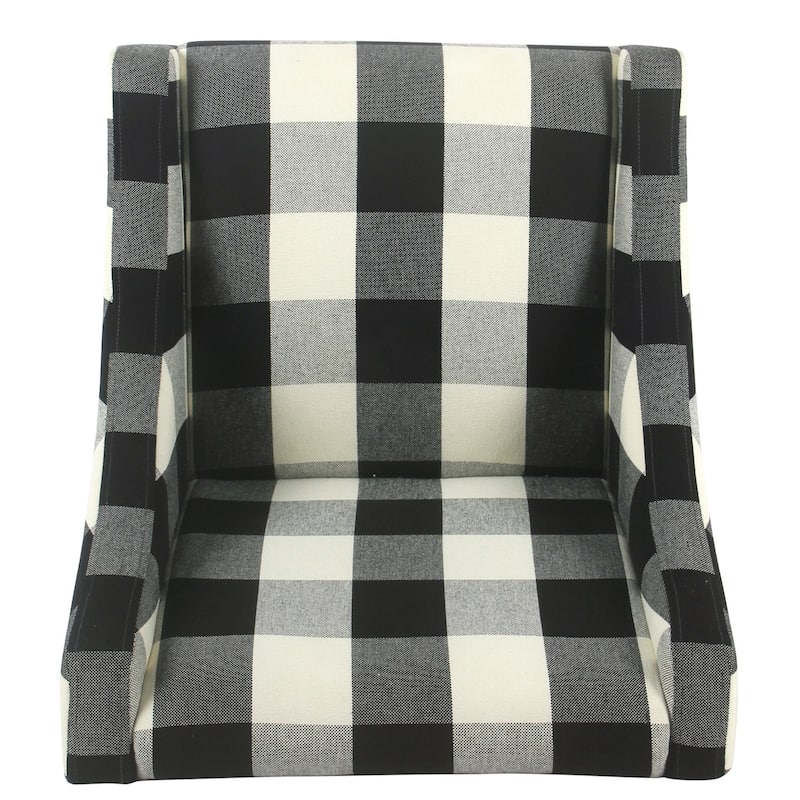 Fabric Upholstered Wooden Accent Chair with Buffalo Plaid Pattern ...