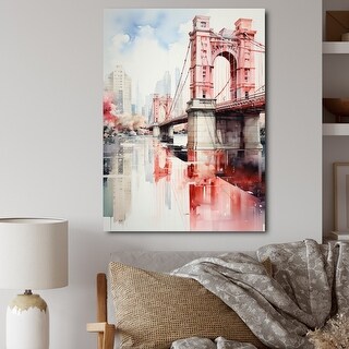 Designart "Red Bridge Architectural Marvel II" Bridges Canvas Art Print ...