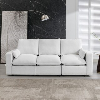Upholstered Sofa Couch, Modern 3 Seater Sofa with Removable Back and ...