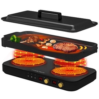 COOKTRON 1800W 230V Portable Double Burner Electric Induction Cooktop w ...