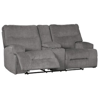 Wooden Dual Recliner Loveseat with Storage Console and Pull Tab, Gray ...