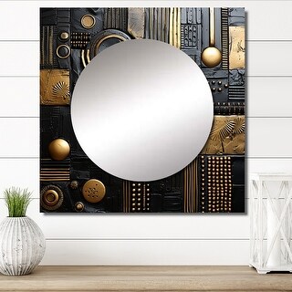Designart "Esoteric Knowing In Teal And Gold III" Geometric Wall Mirror ...