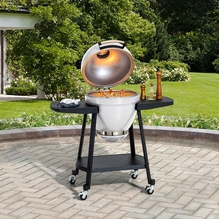 Sunjoy 20 in. Charcoal Grill, Egg-shaped Outdoor Grill with Pizza Stone ...