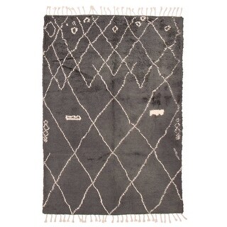 ECARPETGALLERY Hand-knotted Tangier Grey Wool Rug - 6'10 x 9'9 - Bed ...