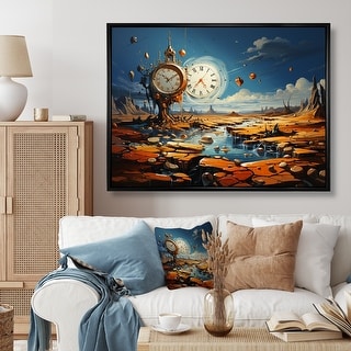 Designart "The Persistence Of Dali Surreal I" Surrealism Landscape Blue ...