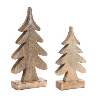 Natural Mango Wood Pine Tree on Base (Set of 2) - Bed Bath & Beyond ...