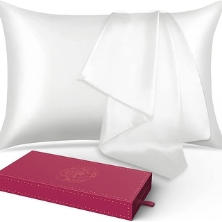 2pcs Double-Sided Design Silk Pillowcase with Hidden Zipper White - On ...