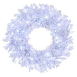 Vickerman 30" Flocked White Wreath, Pure White Single Mold LED Italian ...