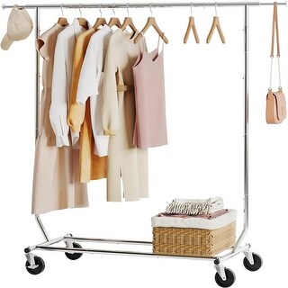 Clothing Rack Heavy Duty Clothes Rack Foldable Garment Rack with Wheels ...