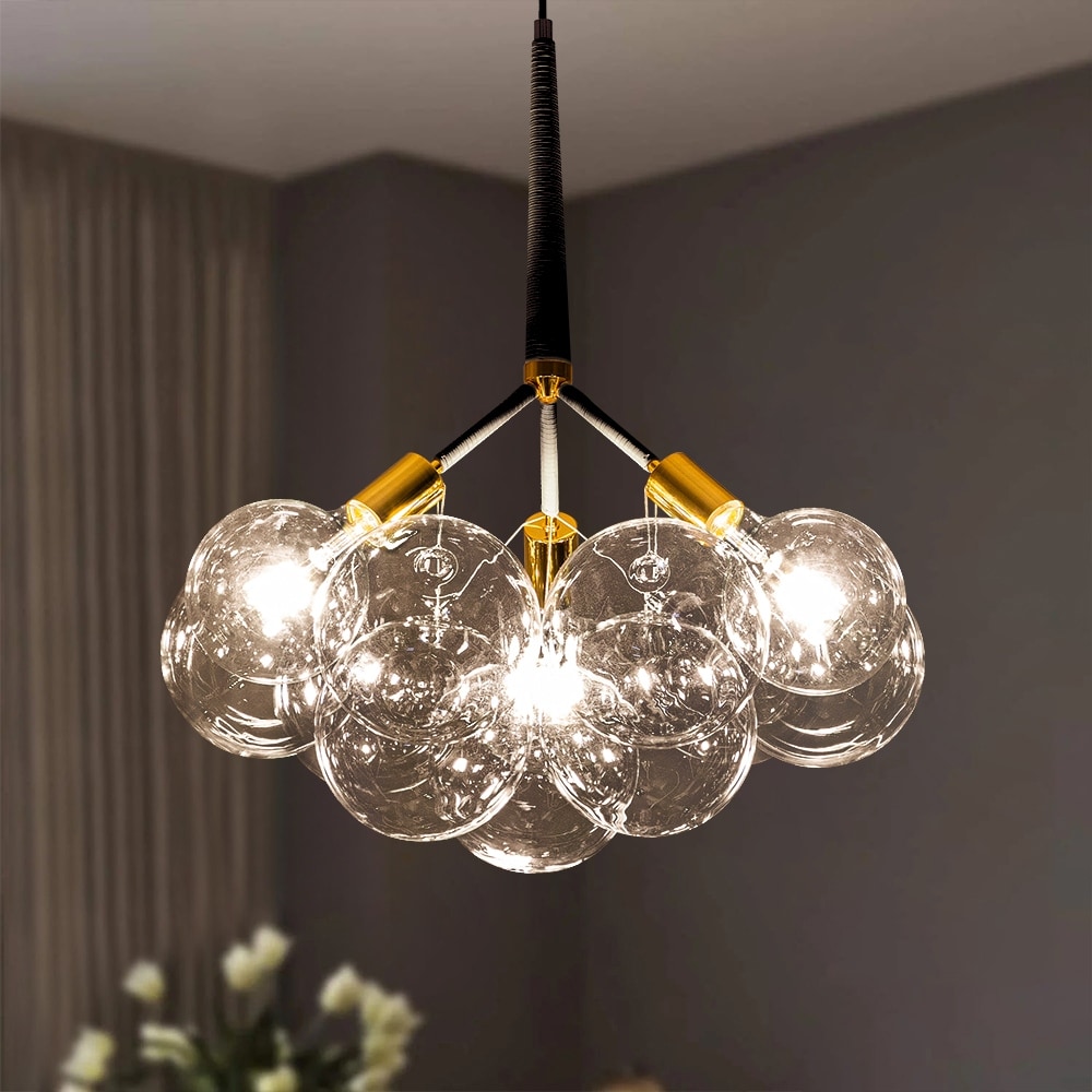 19-Light Modern Large Round Cluster Glass Bubble Chandelier Sputnik ...